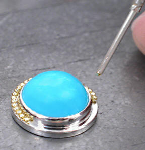 22K Gold Granulation on Turquoise Earrings - Ganoksin Jewelry Making ...