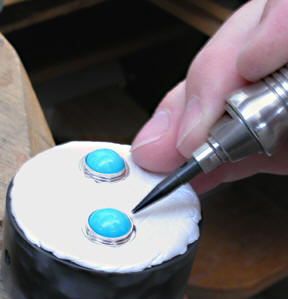 22K Gold Granulation on Turquoise Earrings - Ganoksin Jewelry Making ...